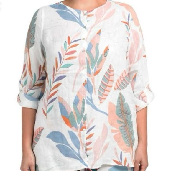 Cynthia Rowley | Tops | Cynthia Radley 0 Linen 3x Tropical White Floral ...